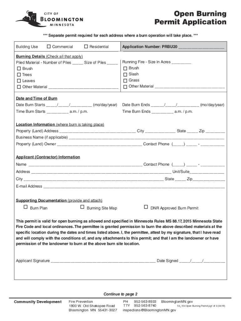 Fillable Online Burning PermitSt Charles County, MO - Official Website Fax Email Print - pdfFiller