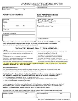 Fillable Online OPEN BURNING APPLICATION and PERMIT Fax Email Print - pdfFiller