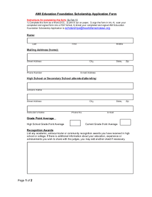 Fillable Online AWI Education Foundation Scholarship Application Form ...