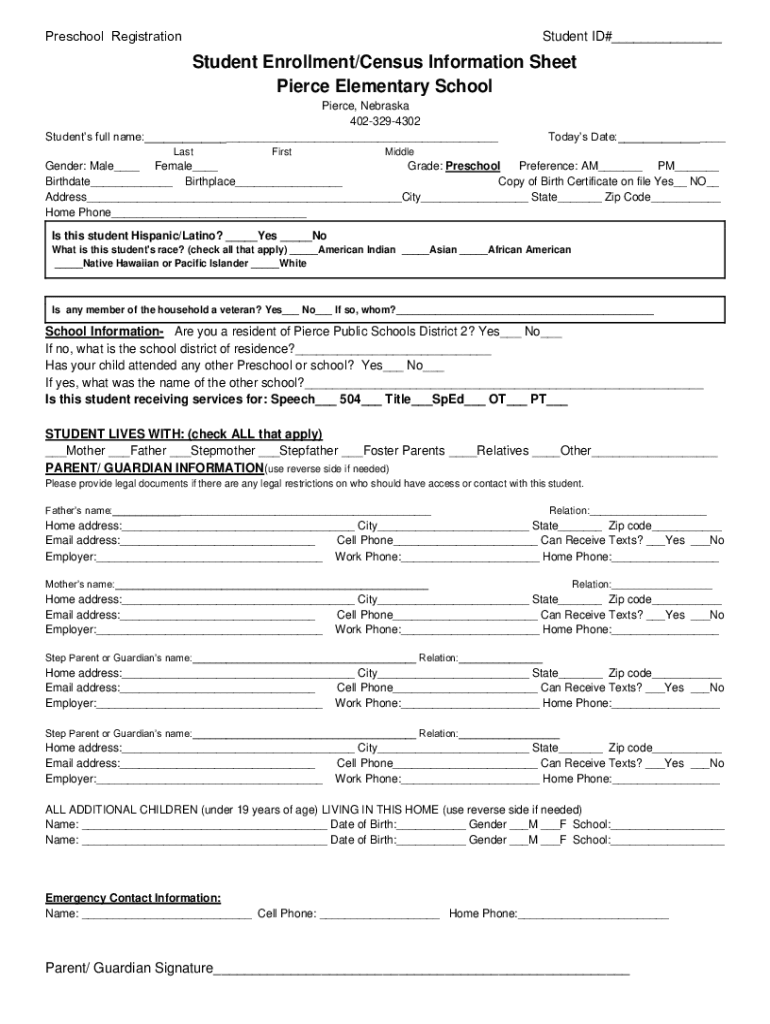 Fillable Online Pre-K / Eligibility and Application Fax Email Print ...
