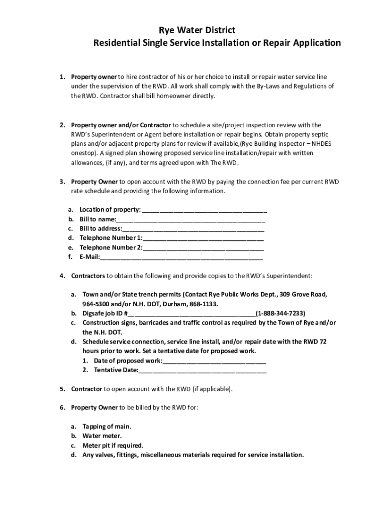 Fillable Online 8-1-7: APPLICATION FOR WATER SERVICE: Fax Email Print ...