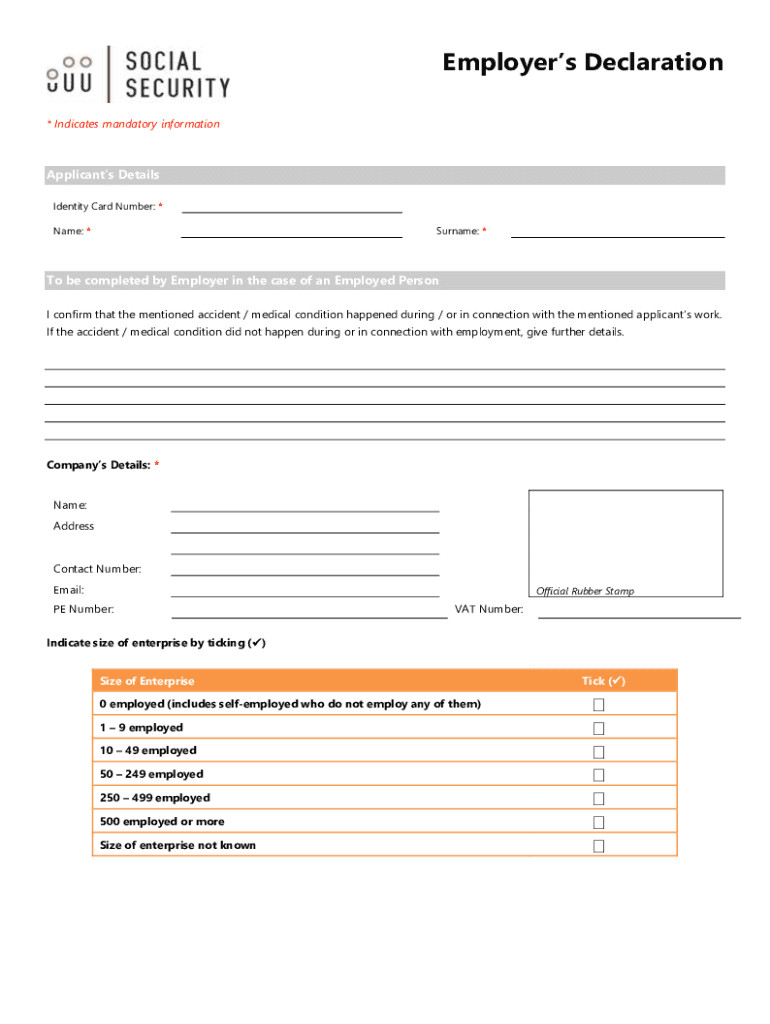 Fillable Online Employer's Declaration Fax Email Print - pdfFiller