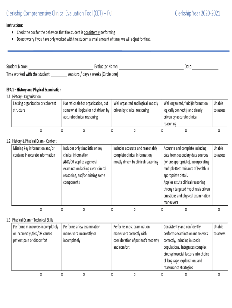 Fillable Online The mini-clinical evaluation exercise during medical ...