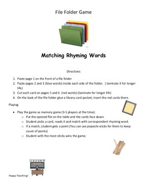 Fillable Online File Folder Game Matching Rhyming Words Fax Email Print ...