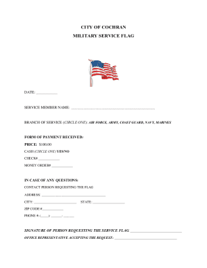 Fillable Online MILITARY SERVICE FLAG FORM Fax Email Print - pdfFiller