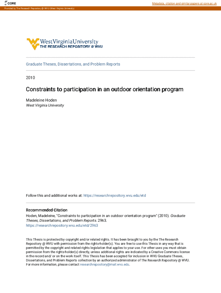 Fillable Online Constraints to participation in an outdoor orientation ...