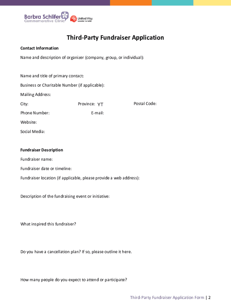 Fillable Online Third-Party Fundraiser Application Form Fax Email Print ...