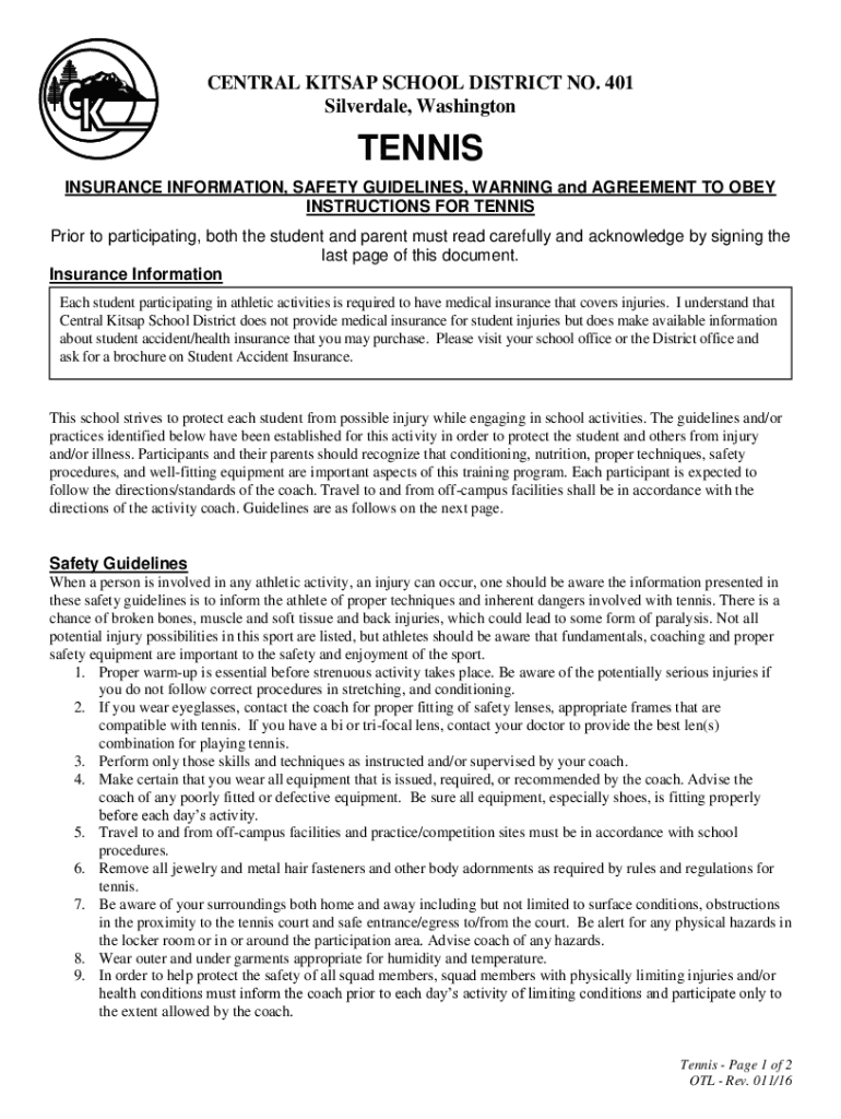 Fillable Online Welcome To Sequim High School Athletics and Activities ...