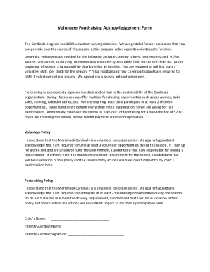 Fillable Online Volunteer Fundraising Acknowledgement Form Fax Email ...