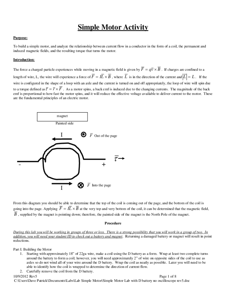 Fillable Online How to Make a Simple Electric MotorScience project Fax ...