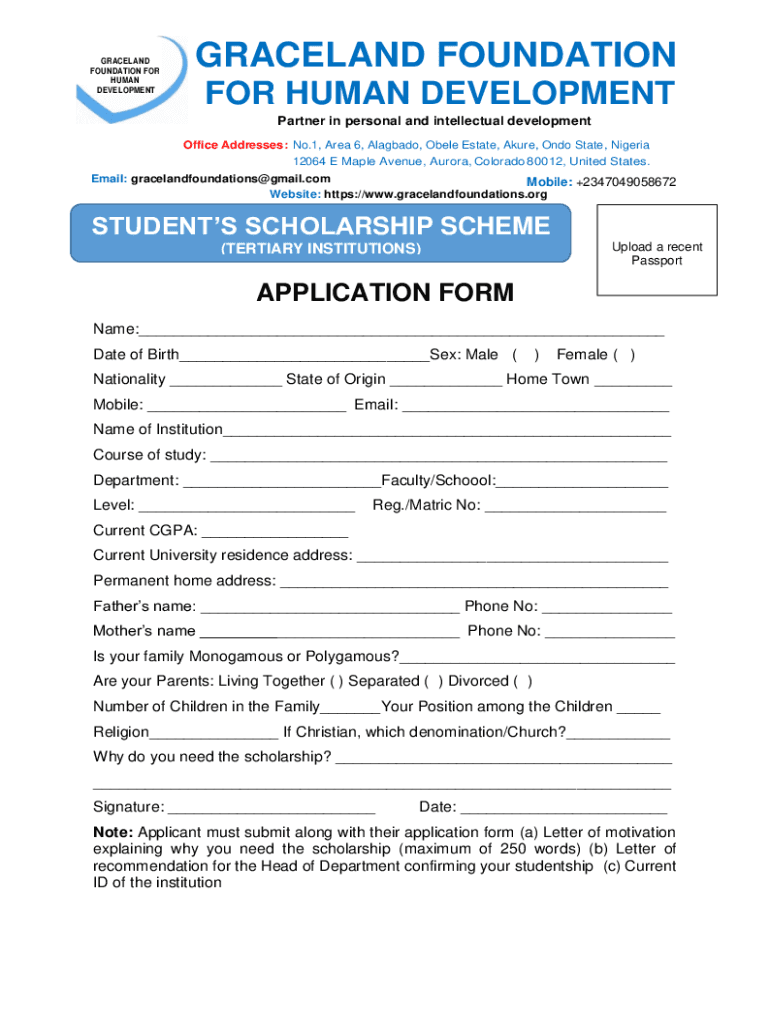 Fillable Online Graceland Foundation for Human DevelopmentHome Fax Email Print - pdfFiller