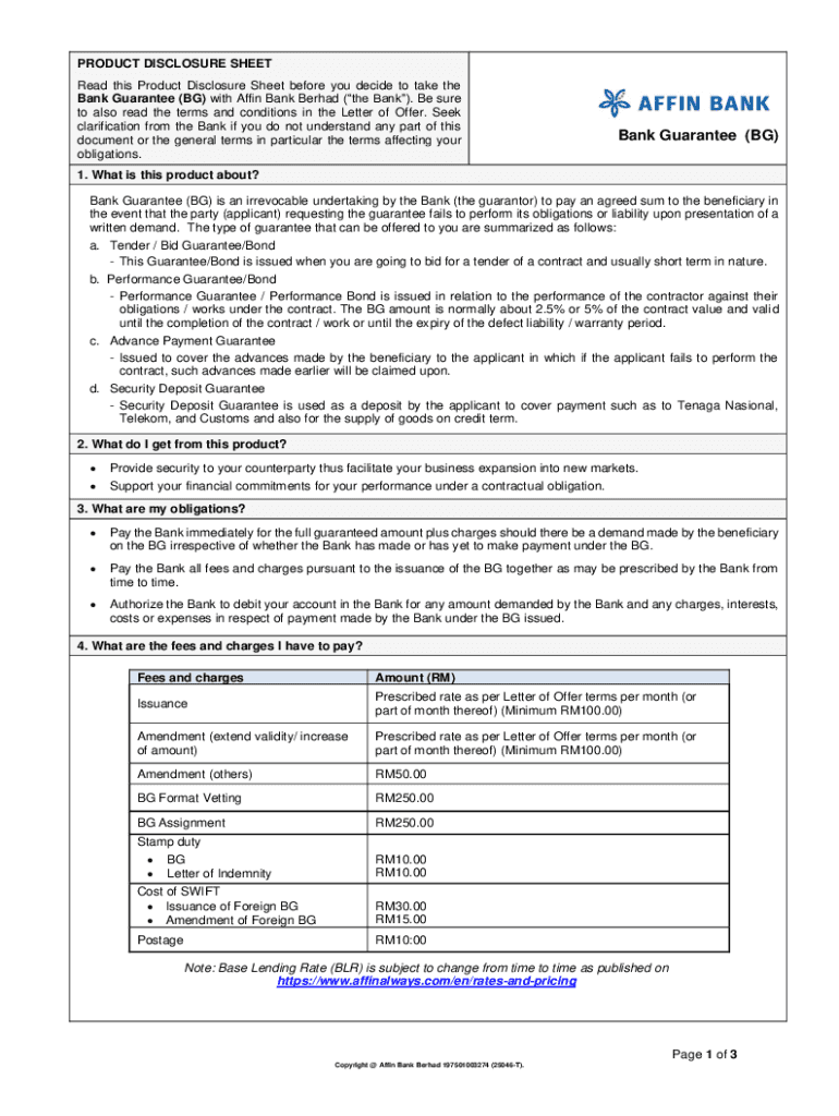 Fillable Online (PDF) PRODUCT DISCLOSURE SHEET Bank Guarantee-i (BG-i ...