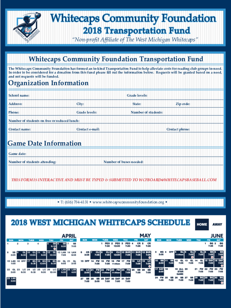 Fillable Online Whitecaps Community FoundationEnriching lives one play ... Fax Email Print ...