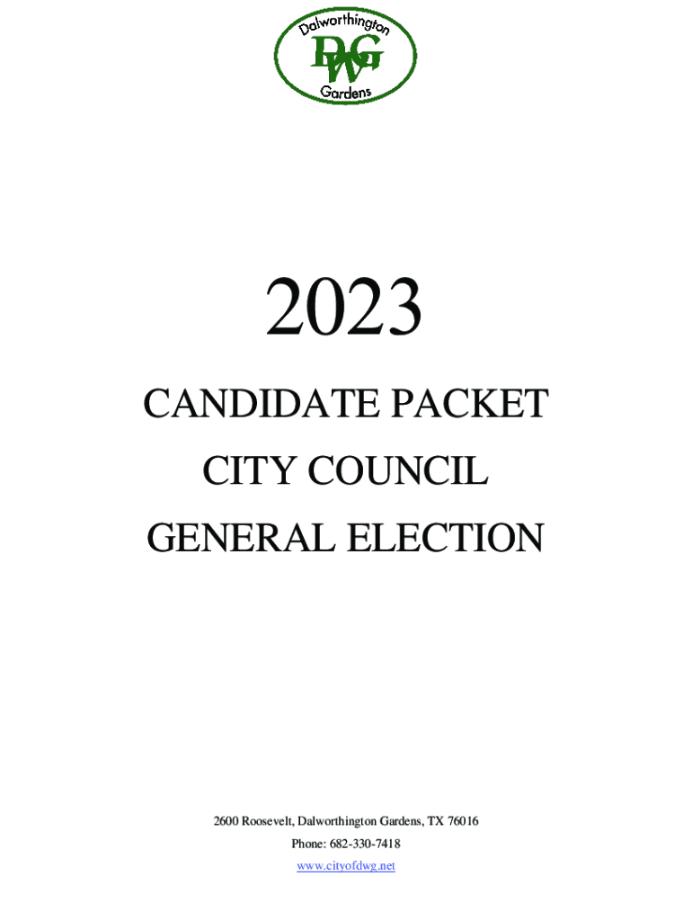 Fillable Online CANDIDATE PACKET CITY COUNCIL GENERAL ELECTION Fax ...