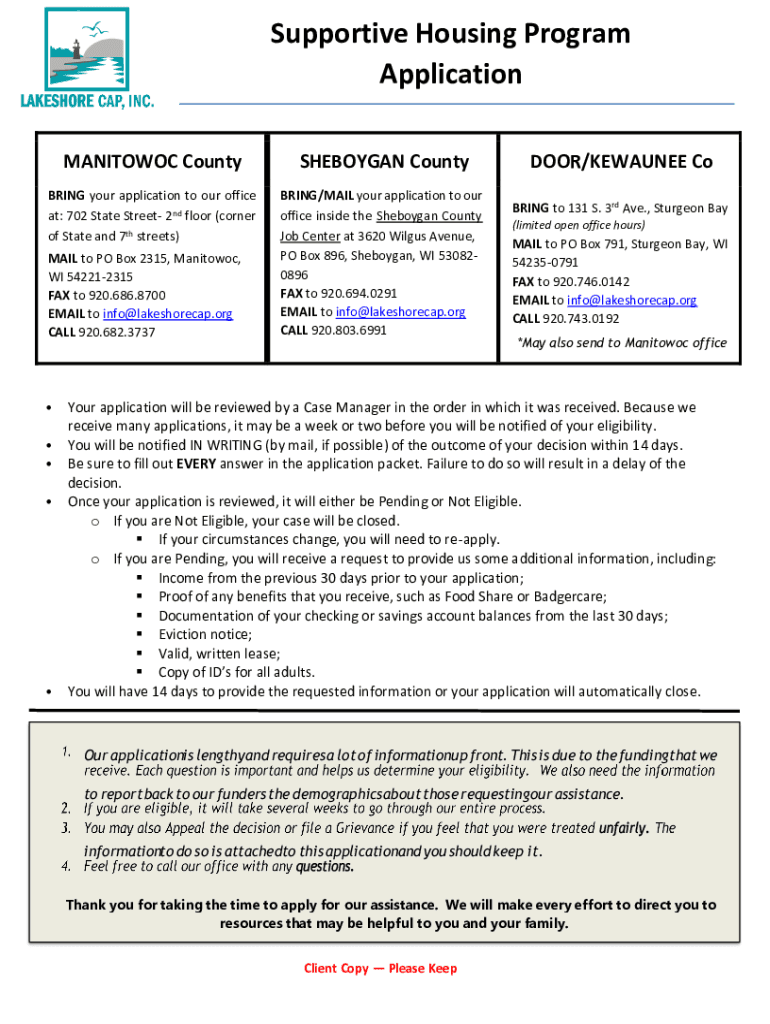Fillable Online Supportive Housing Program Application Fax Email Print ...