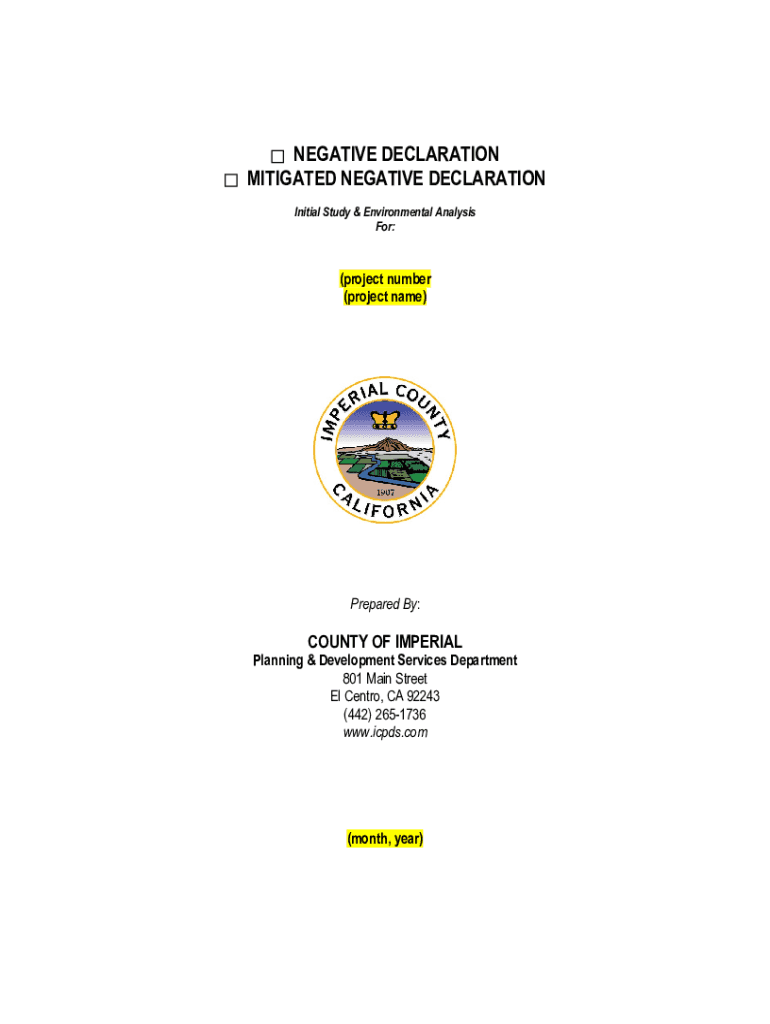 Fillable Online Chapter 35 - Initial Study and Negative Declaration ...