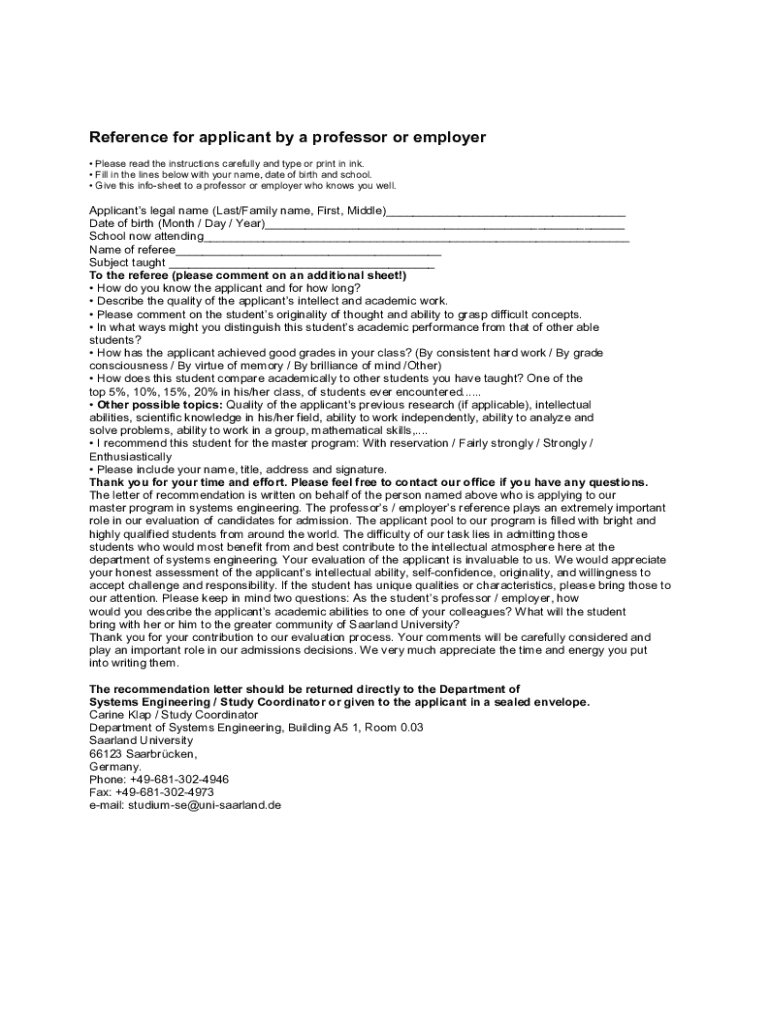 Fillable Online Reference Letters vs. Recommendation Letters Fax Email ...