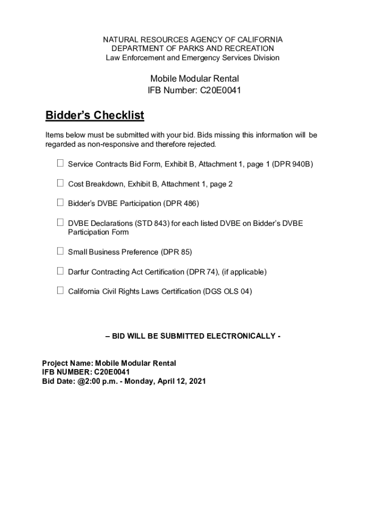 Fillable Online Bidder's Checklist Fax Email Print - pdfFiller