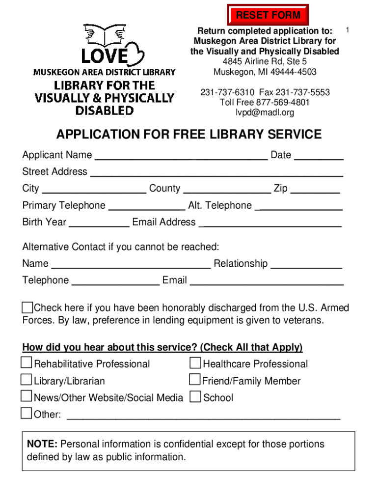 Fillable Online About the Library for the Visually and Physically Disabled Fax Email Print ...