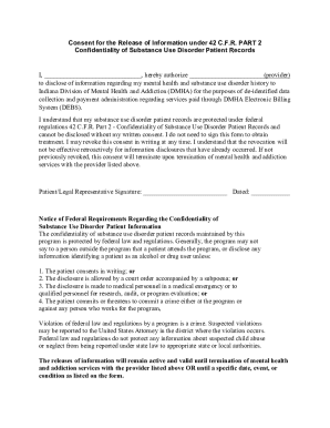 Fillable Online Consent for the Release of Information under 42 C.F.R ...