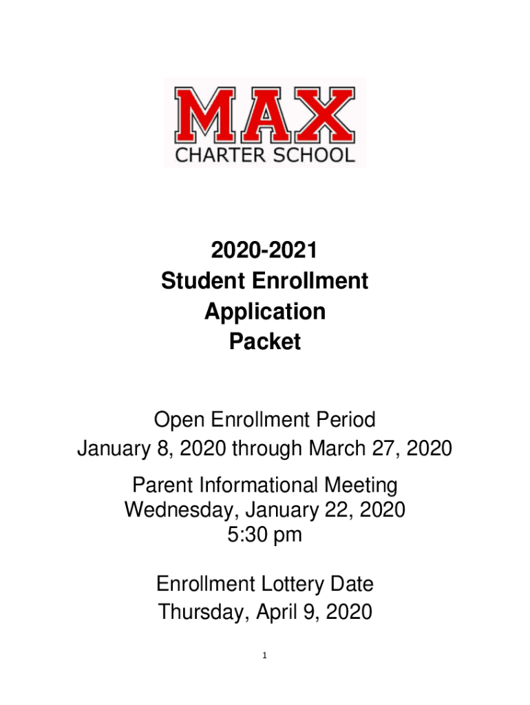 Fillable Online 2020-2021 Student Enrollment Application Packet Fax Email Print - pdfFiller