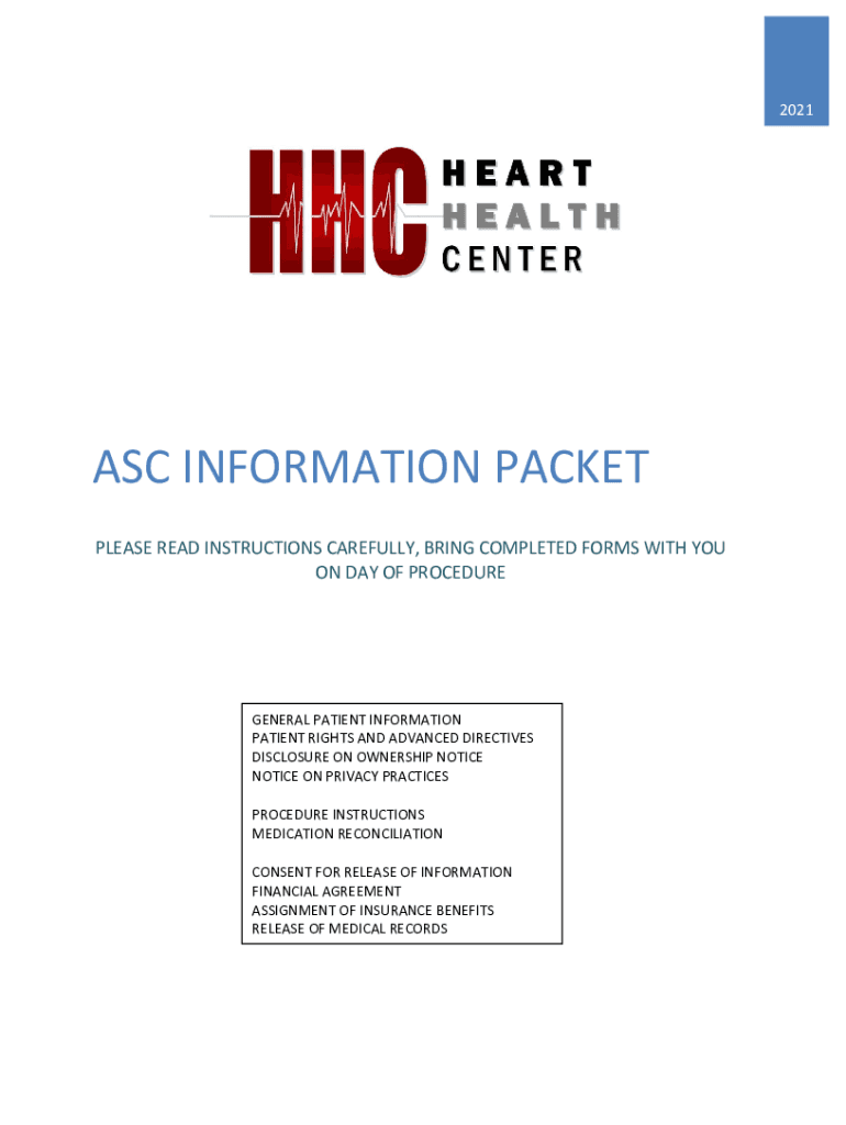 Fillable Online ASC INFORMATION PACKET. PLEASE READ INSTRUCTIONS ...