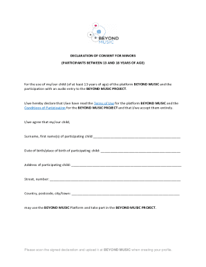 Fillable Online Consent for processing children's personal data in the ...