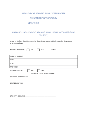 Fillable Online Independent Reading and Research Form Fax Email Print - pdfFiller