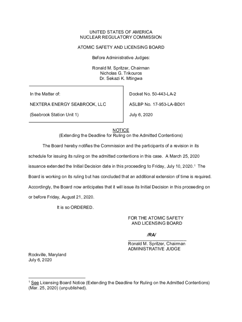 Fillable Online Notice (Extending the Deadline for Ruling on the ...