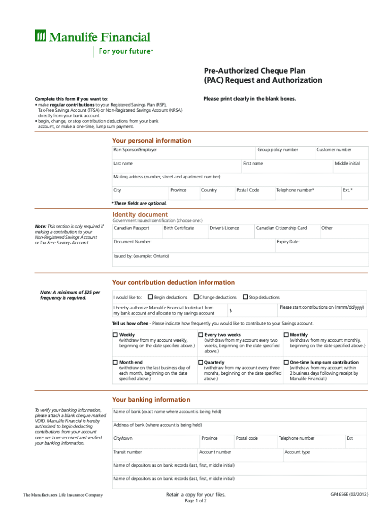 Fillable Online GP4656EW GIP PAC Request and Authorization Form Fax ...