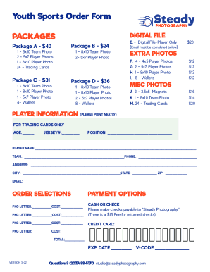 Fillable Online Youth Sports Order Form - PACKAGES - cloudfront.net Fax ...