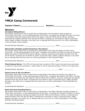 Fillable Online YMCA CCG Participation Form-Waiver ... Fax Email Print ...
