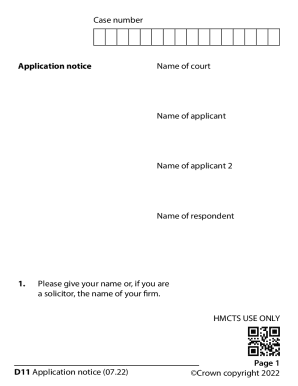 Fillable Online Page 1 Case number Application notice Name of court ...