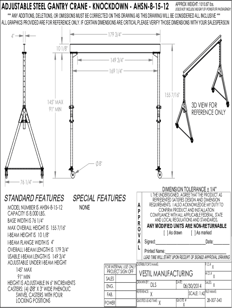 Fillable Online Adjustable Steel Gantry Cranes (AHS) - Product Family Page Fax Email Print ...