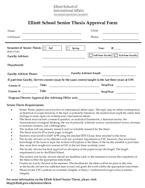 Fillable Online Elliott School Senior Thesis Approval Form Fax Email Print - pdfFiller
