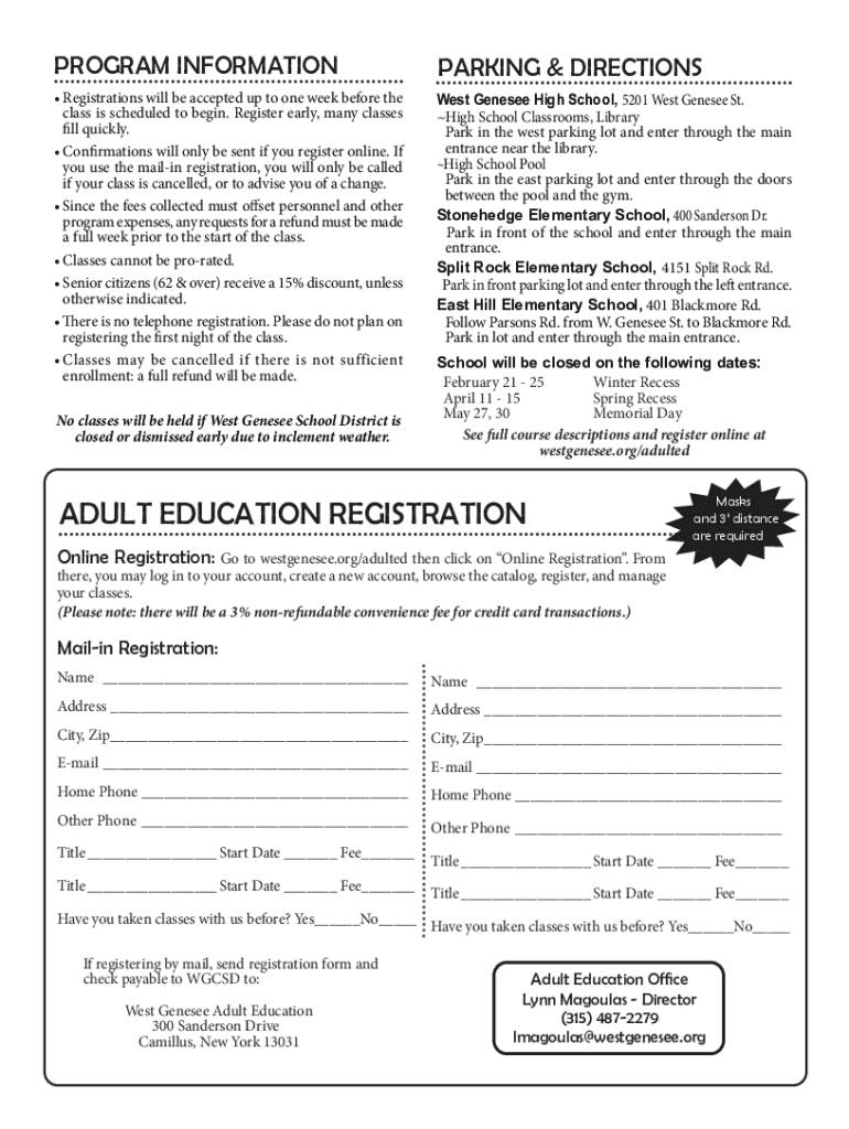 Fillable Online Adult Ed Printable Registration Form.indd Fax Email ...