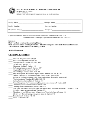 Fillable Online Kitchen/Food Service Observation Fax Email Print ...