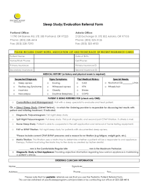 Fillable Online Sleep Study/Evaluation Referral Form Fax Email Print ...