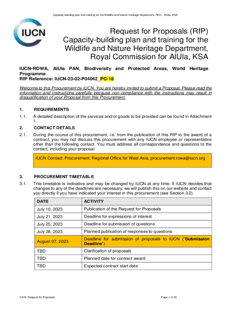 Fillable Online Request for Proposals (RfP) Capacity-building plan and ...