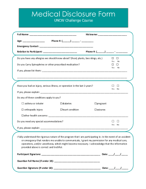 Fillable Online Medical Disclosure Form Fax Email Print - pdfFiller