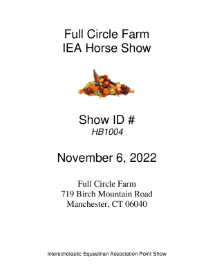 Fillable Online Full Circle Farm IEA Horse Show Show ID # November 6 ...