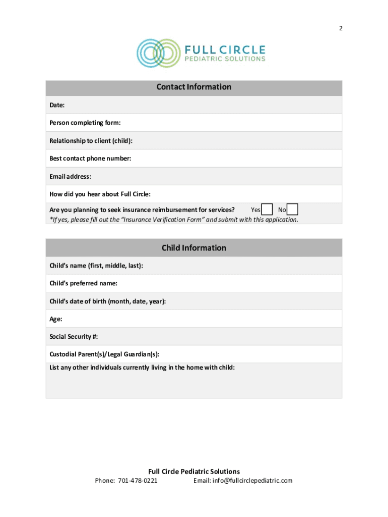 Fillable Online Full Circle Pediatric SolutionsHealth Care Services Fax Email Print - pdfFiller