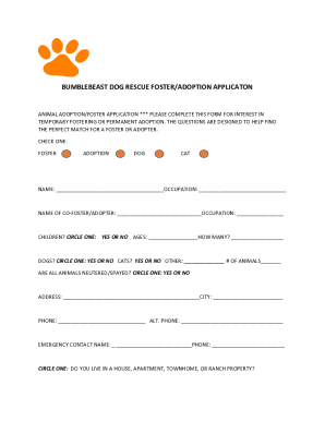 Fillable Online Foster Application Form Template Fax Email Print ...