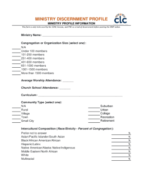 Fillable Online Ministry Profile Information Form Fax Email Print ...
