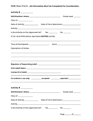 Fillable Online NHS Hour Form Fax Email Print - pdfFiller