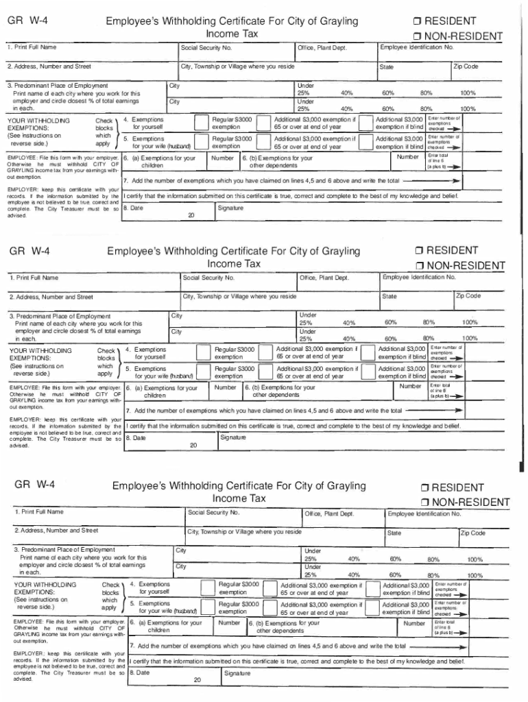 Fillable Online City Tax Withholding (W4) Forms Fax Email Print - pdfFiller