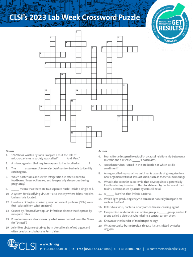 Fillable Online Lab neatened crossword Fax Email Print - pdfFiller