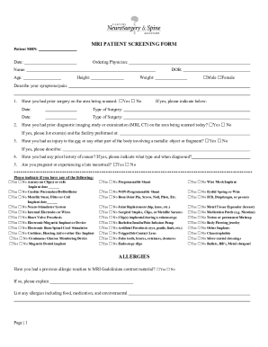 Fillable Online Imaging - MRI Screening & Contrast Form Fax Email Print ...