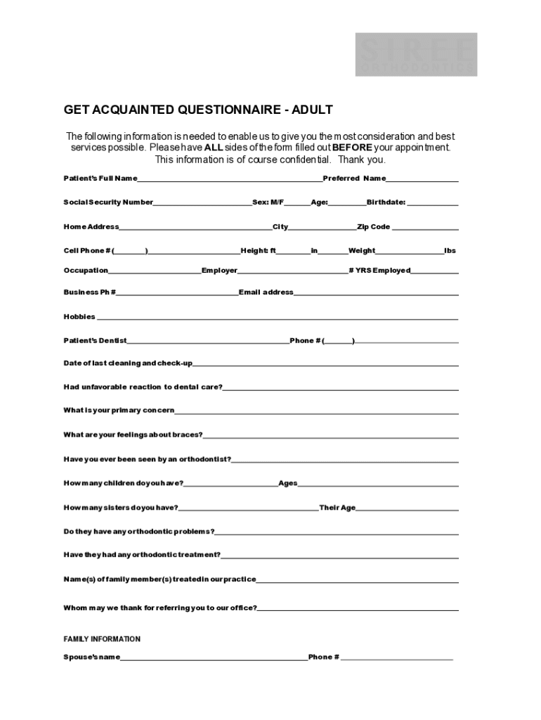 Fillable Online GET-ACQUAINTED-QUESTIONNAIRE- now 2 pages Fax Email Print - pdfFiller