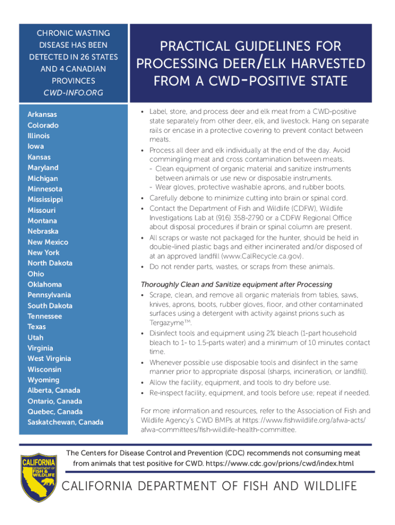 Fillable Online Chronic Wasting Disease Fact Sheet - Texas Parks and ...